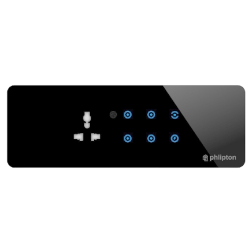 6 Gang With 1 Socket Touch Panel Switch 1 Heavy And 2 Way 6m Size Paix Tech